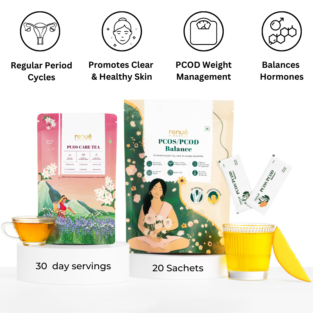 PCOS / PCOD Supplement Bundle For Women | Tea & Powder Sachets | For ...